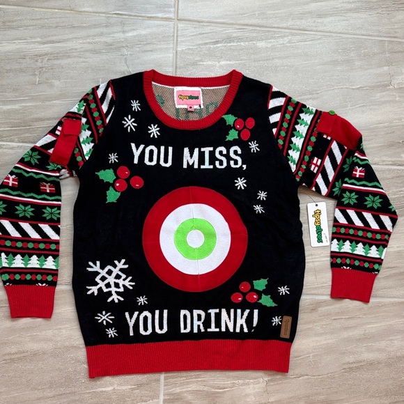 Tipsy Elves | Sweaters | Nwt Tipsy Elves Bullseye Holiday Drinking Game ...